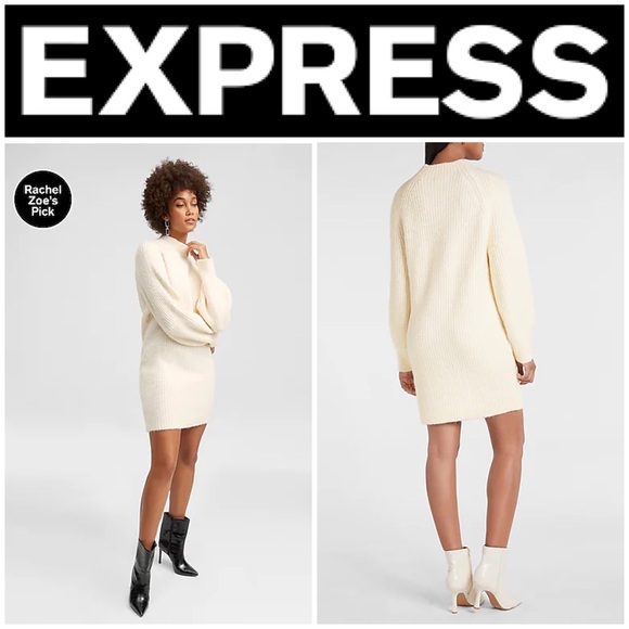 Express | Dresses | Express Super Cute Cozy Sweater Shift Mockneck ...